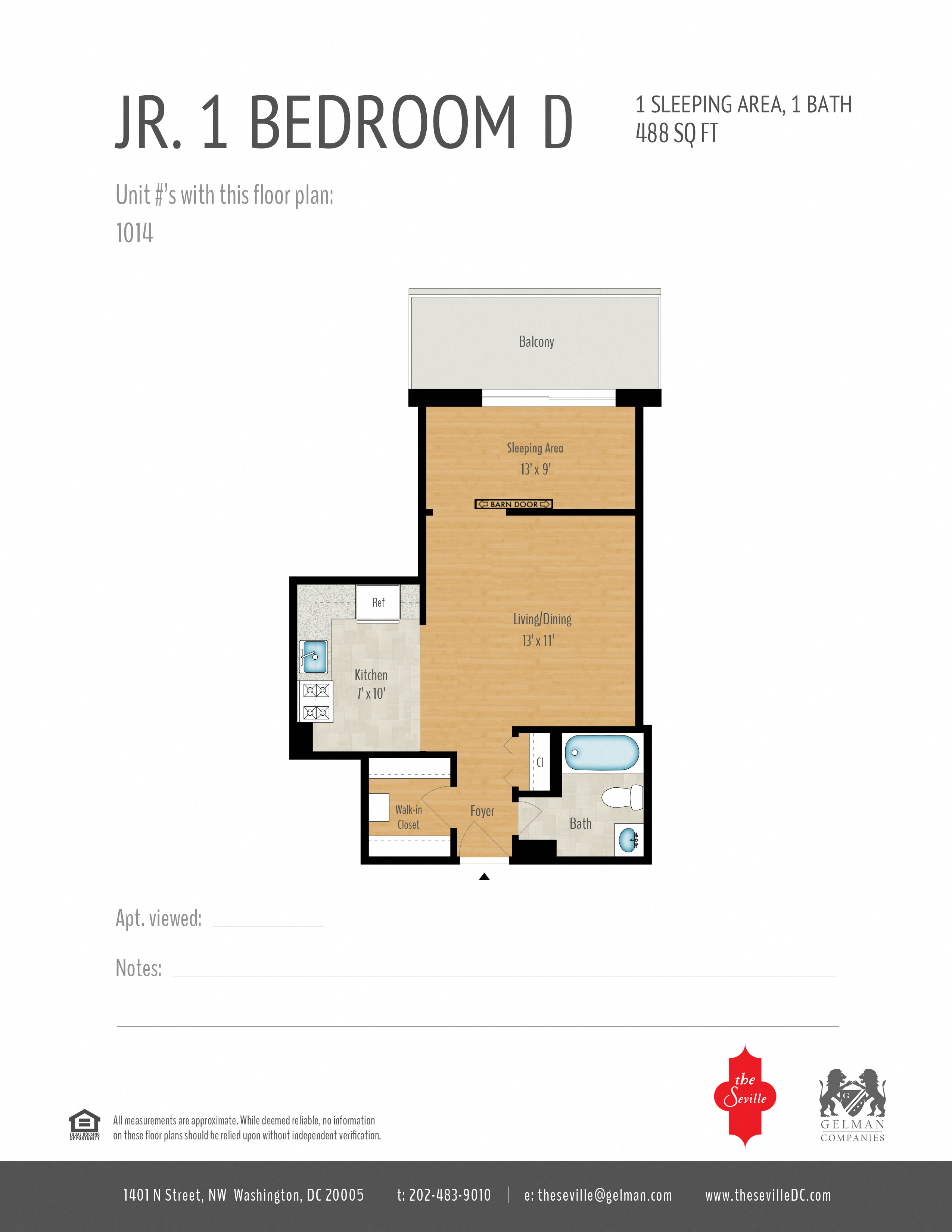 1 Bedroom | The Seville DC